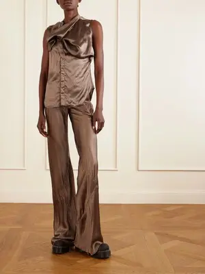 Rick Owens Draped Satin Top - Gray