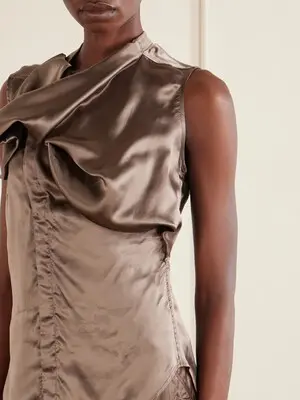 Rick Owens Draped Satin Top - Gray