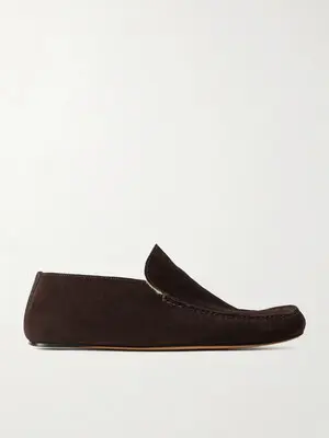 THE ROW Leo Shearling-lined Suede Loafers