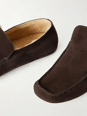 THE ROW Leo Shearling-lined Suede Loafers