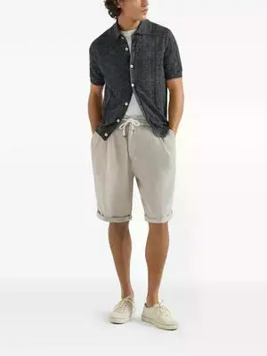 Brunello Cucinelli Garment-dyed Linen Gabardine Bermuda Shorts With Drawstring And Pleat - Neutrals