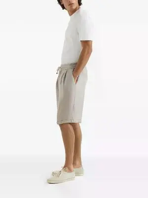 Brunello Cucinelli Garment-dyed Linen Gabardine Bermuda Shorts With Drawstring And Pleat - Neutrals