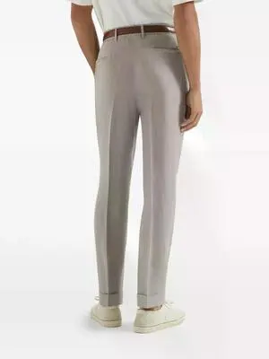 Brunello Cucinelli Linen Gabardine Trousers With Pleat - Neutrals