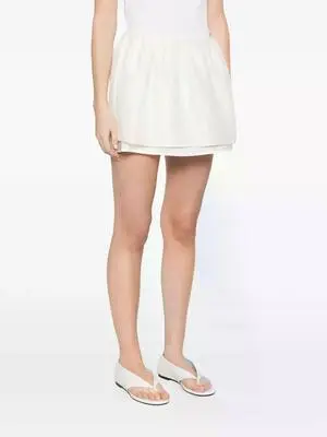 DUNST Drawstring Layered Mini Skirt - Neutrals