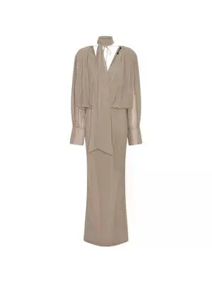 ROTATE BY BIRGER CHRISTENSEN Draped Chiffon Maxi Dress