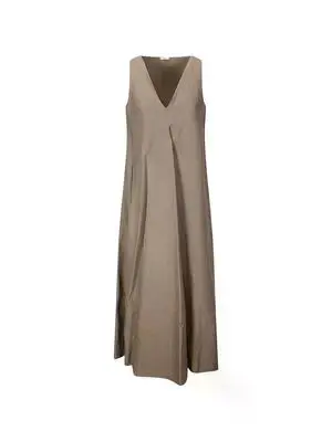 M.S.M. Sleeveless V-neck A-line Dress - Brown