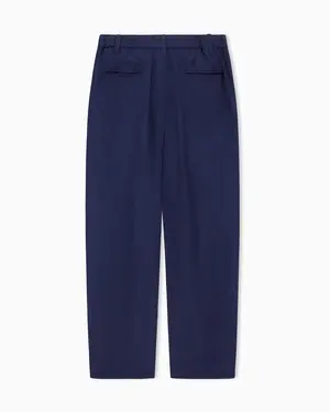 Giorgio Armani Faded Viscose Twill Pleated Trousers - Navy Blue