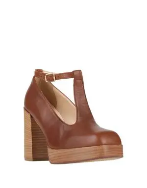 NOA A. Calfskin T-bar Pumps - Brown