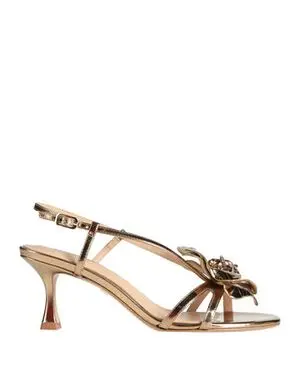 Lola Cruz Embellished Leather Slingback Sandals - Gold