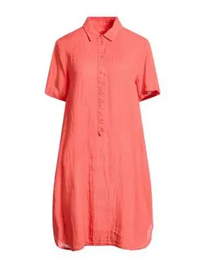 120% Lino Mini Dress Size Linen - Tomato Red