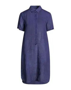 120% Lino Midi Dress Dark Size Linen - Purple
