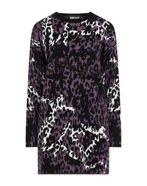 Just Cavalli Mini Dress Plum Size Viscose, Polyester - Purple