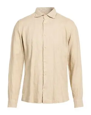 DRUMOHR Man Shirt Mandarin Size M Linen Beige
