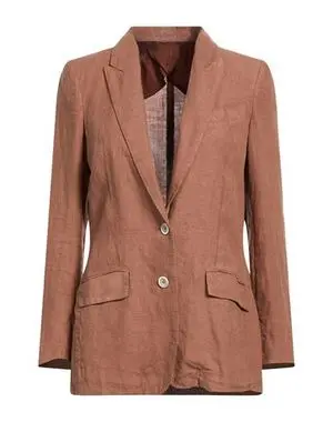 120% Lino Blazer Size Linen - Brown