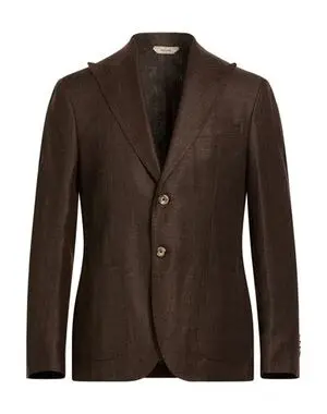 PAOLONI Blazer Chocolate Size Linen, Virgin Wool - Brown
