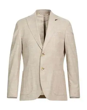 PAOLONI Blazer Size Cotton, Virgin Wool, Viscose, Linen, Elastane - Beige