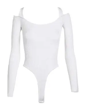MUGLER Ribbed Jersey Bodysuit - White