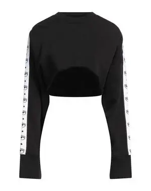 CHIARA FERRAGNI Sweatshirt With Logo Appliqués And Side Seam Stripes - Black