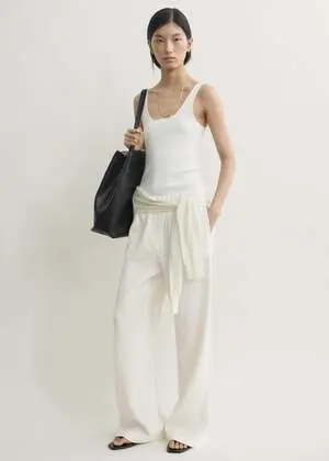 TOTEME Woven Stripe Drawstring Trousers - Meringue
