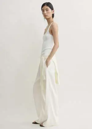TOTEME Woven Stripe Drawstring Trousers - White