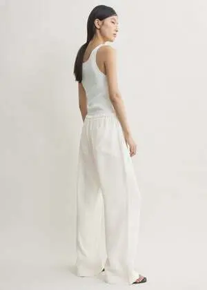 TOTEME Woven Stripe Drawstring Trousers - White