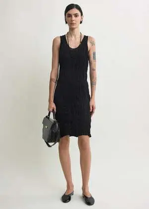 TOTEME Crinkled Knit Tank Dress - Black