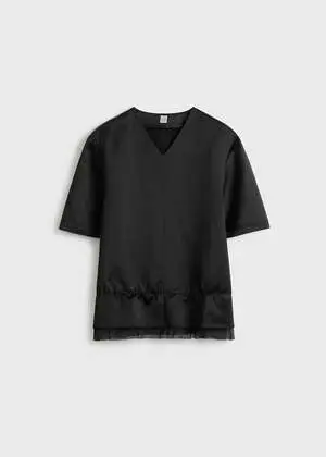 TOTEME V-neck Satin Pullover - Black