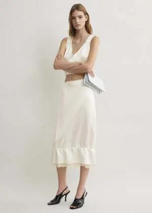 TOTEME Layered Satin Skirt - White