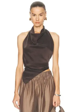 EAVES Frida Silk Top - Ganache