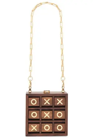 Cult Gaia Tic Tac Toe Clutch In Brown