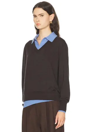 Acne Studios Kascha V-neck Sweater In Chocolate