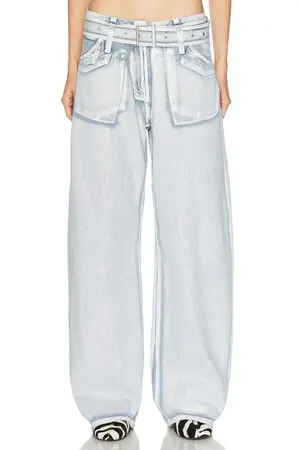 Acne Studios Page Blue Shadow Wide Leg In Blue - Blue & White