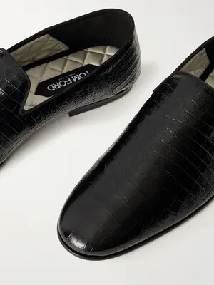 TOM FORD Steven Croc-effect Leather Loafers - Black