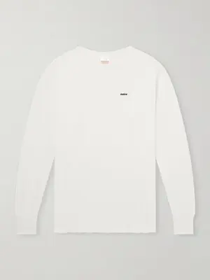 SAINT MXXXXXX Thermal Logo-embroidered Honeycomb-knit Cotton T-shirt - White