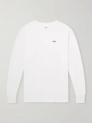 SAINT MXXXXXX Thermal Logo-embroidered Honeycomb-knit Cotton T-shirt - White