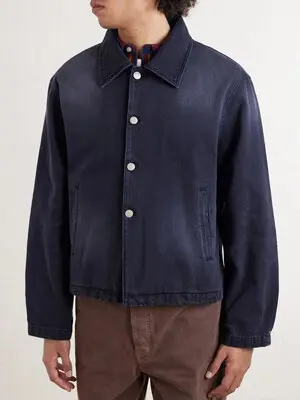 MFPEN Union Cropped Garment-dyed Organic Denim Jacket