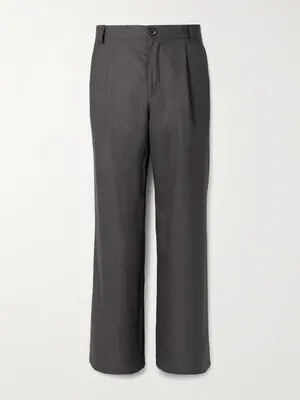 Oliver Spencer Orsman Wide-leg Pleated Woven Trousers - Gray