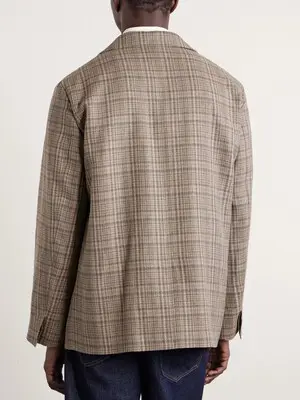 Auralee Checked Silk And Linen-blend Tweed Jacket - Brown