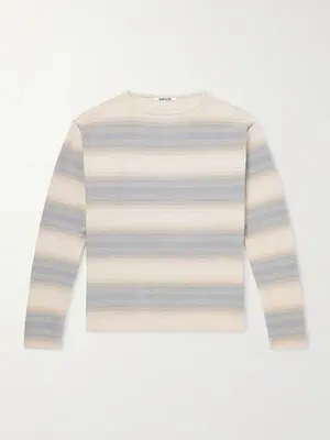 Auralee Dégradé Striped Cotton And Silk-blend Sweater - Blue