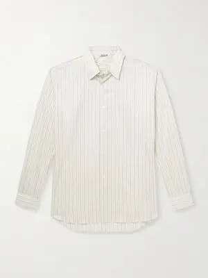 Auralee Striped Cotton And Silk-blend Shirt - White