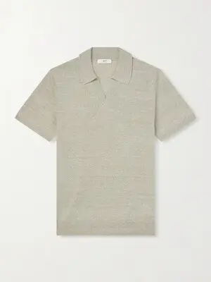 Mr P. Linen And Cotton-blend Polo Shirt - Green