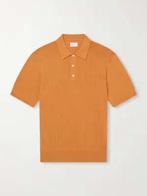 Hartford Pointelle-knit Cotton Polo Shirt - Orange