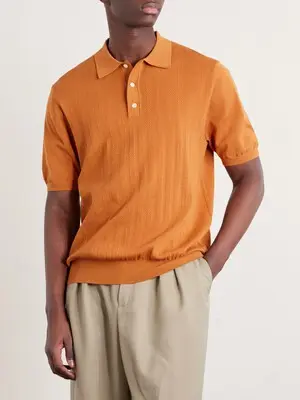 Hartford Pointelle-knit Cotton Polo Shirt