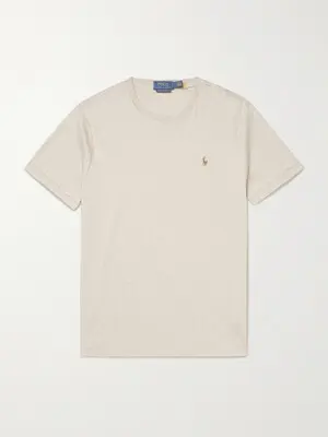 Polo Ralph Lauren Logo-embroidered Cotton-jersey T-shirt - Neutrals