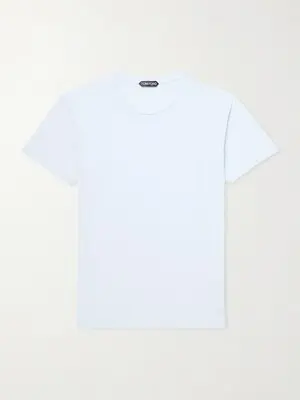 TOM FORD Slim-fit Logo-embroidered Cotton And Silk-blend Jersey T-shirt