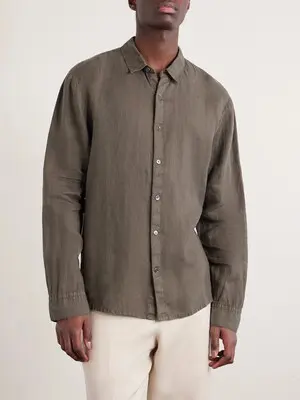 JAMES PERSE Garment-dyed Linen Shirt - Green