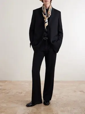 Burberry Logo-print Checked Silk-twill Scarf