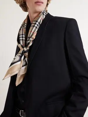 Burberry Logo-print Checked Silk-twill Scarf
