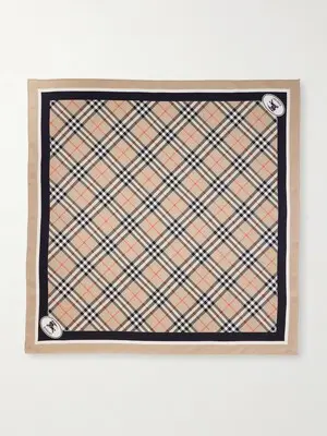 Burberry Logo-print Checked Silk-twill Scarf