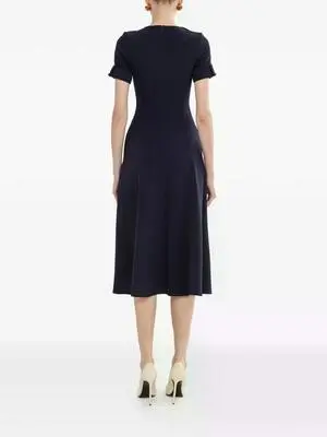 NISSA A-line Midi Dress With Button Embellishment